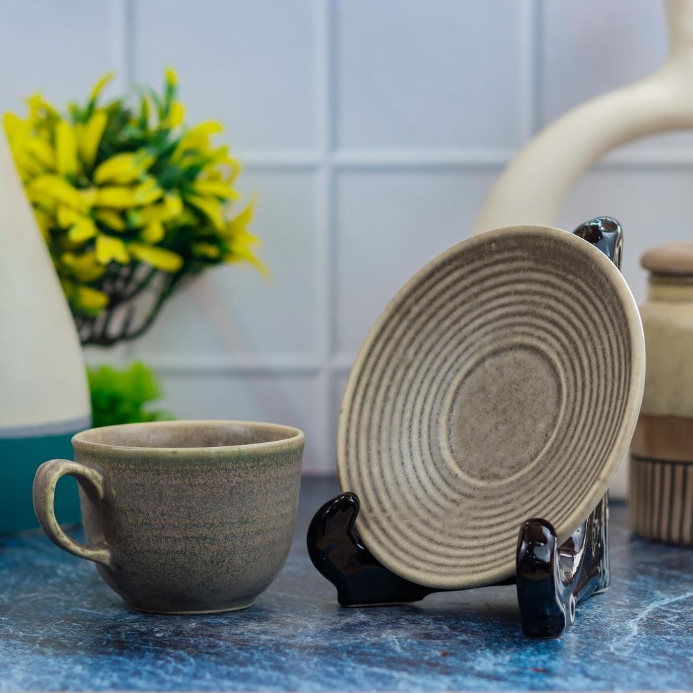 Handmade Khurja Ceramic Tea Cups With Plates Set Khurja Ceramic